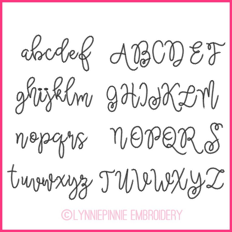 Ribbon Script Chain Stitch FONT Uppercase & Lowercase Font - Etsy