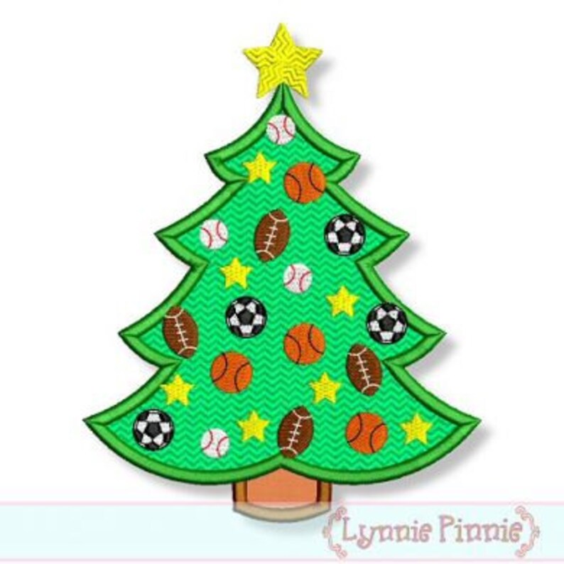 All Star SPORTS Christmas TREE 4x4 5x7 6x10 7x11 Machine Embroidery ...