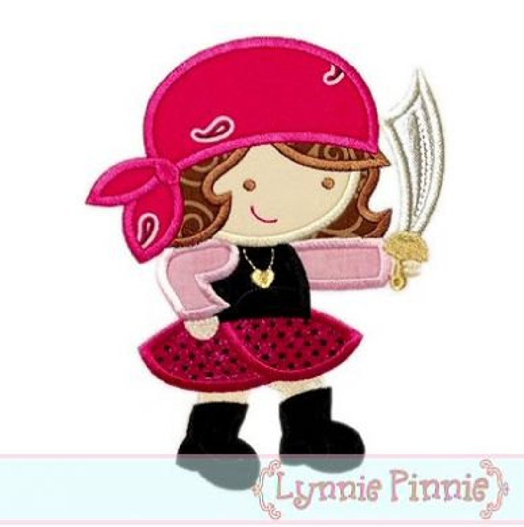 PIRATE GIRL Cutie Applique 4x4 5x7 6x10 Svg Machine Embroidery Design ...