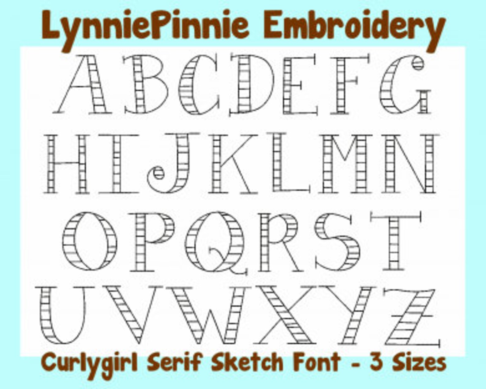 Curlygirl Serif Sketch Triple Run Embroidery Font 3 Sizes Download ...
