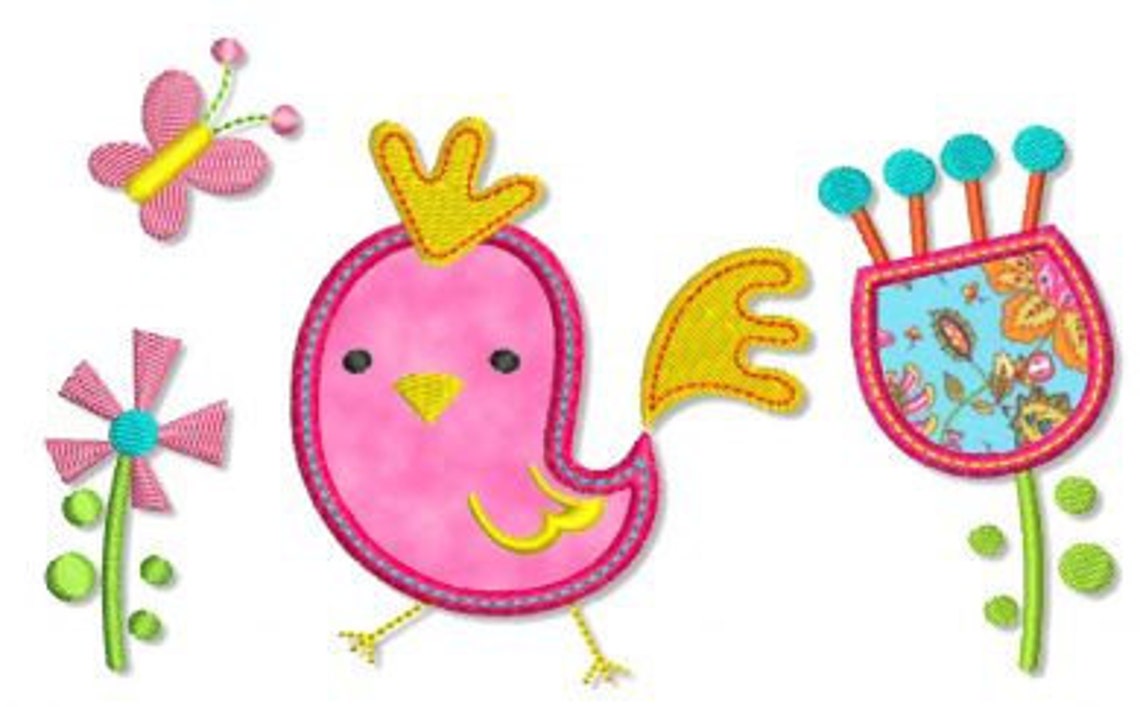 Funky CHICKEN Applique SET 4x4 5x7 Machine Embroidery Design - Etsy