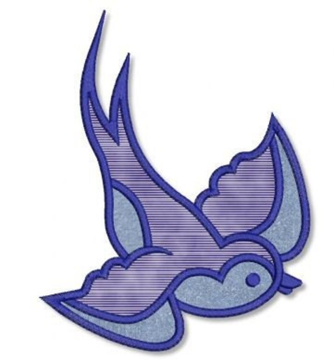 SPARROW Applique 4x4 5x7 6x10 Machine Embroidery Design File Blue Bird ...