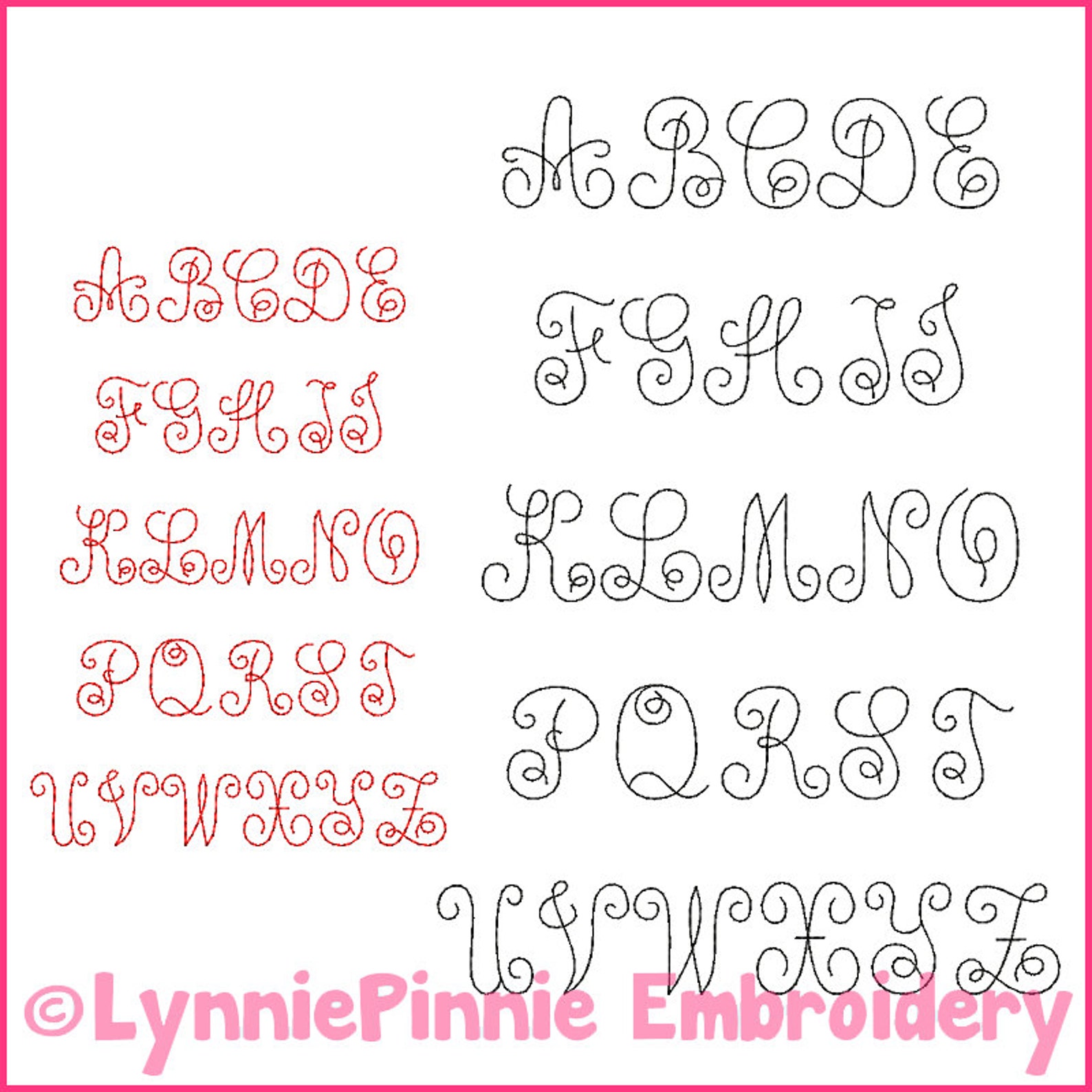 Quick Monogram Sketch Triple Run Embroidery Font 5 Sizes + BX Machine ...