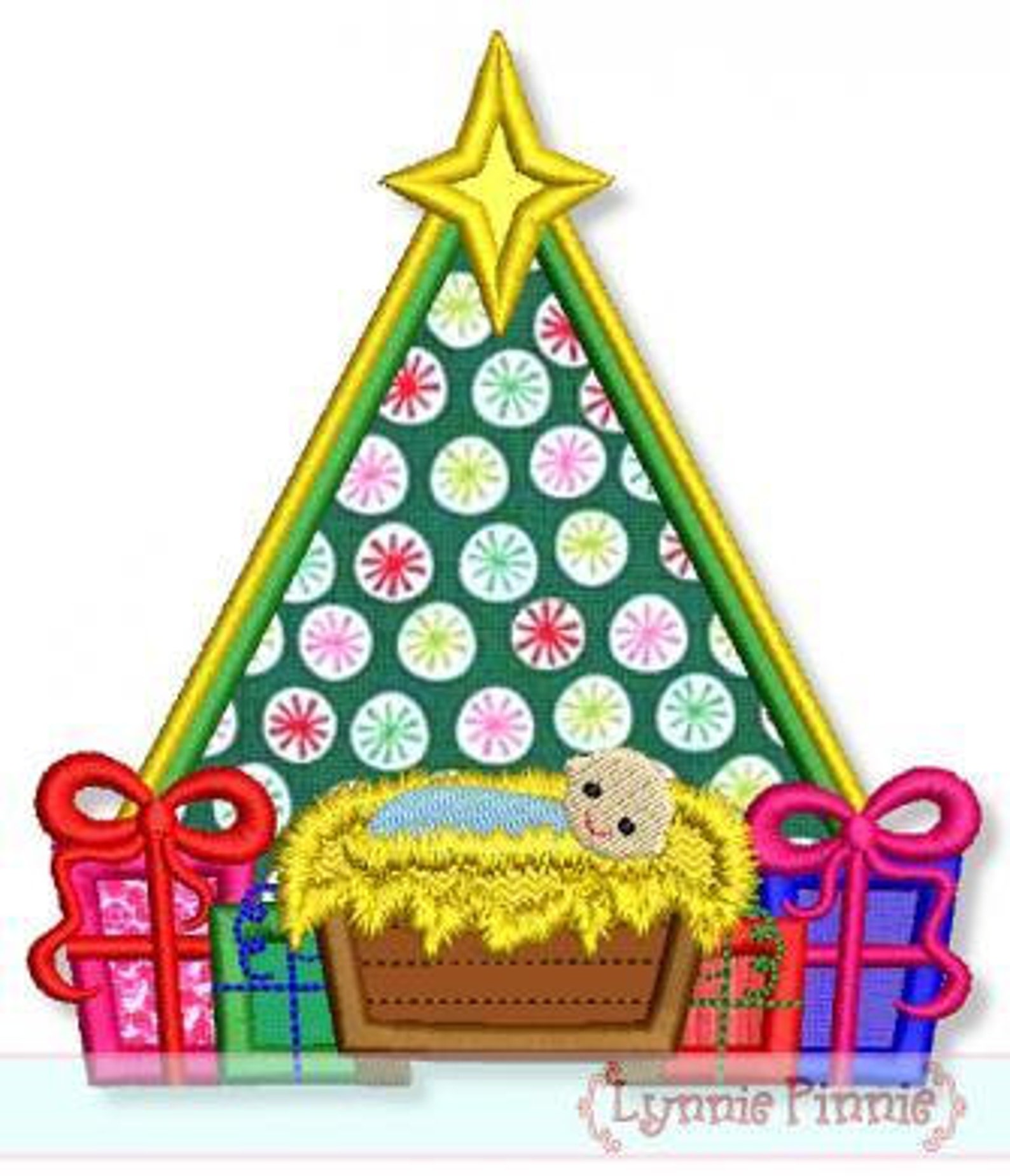 CHRISTMAS Tree With Baby JESUS Applique 4x4 5x7 6x10 7x11 - Etsy