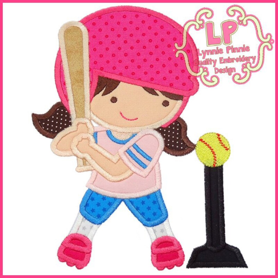 T-BALL GIRL Applique 4x4 5x7 6x10 SVG Machine Embroidery Design - Etsy