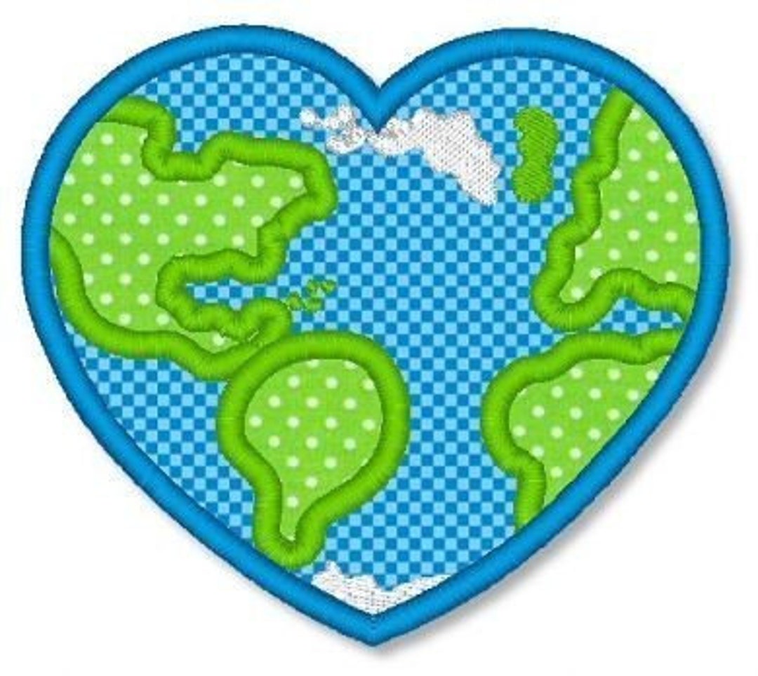 EARTH HEART Applique Machine Embroidery Design 4x4 5x7 INSTANT Download ...