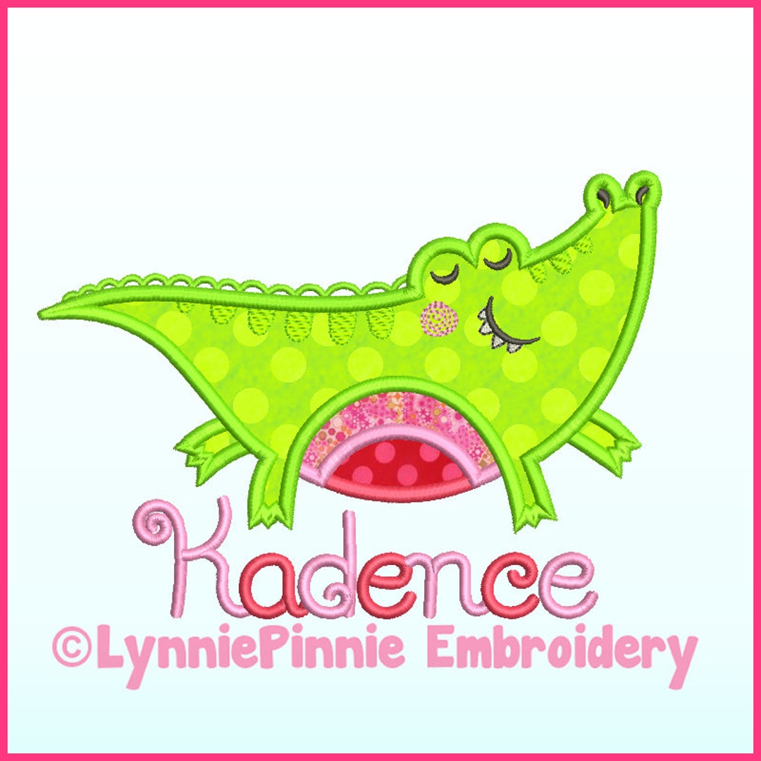 Happy Alligator Applique 5 Sizes 4x4 5x7 6x10 Machine Embroidery Design ...