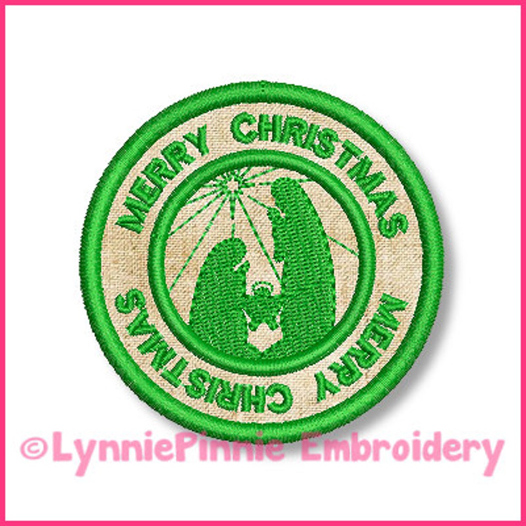 Nativity Scene Circle Icon Applique Embroidery Design 4x4 Embroidery ...