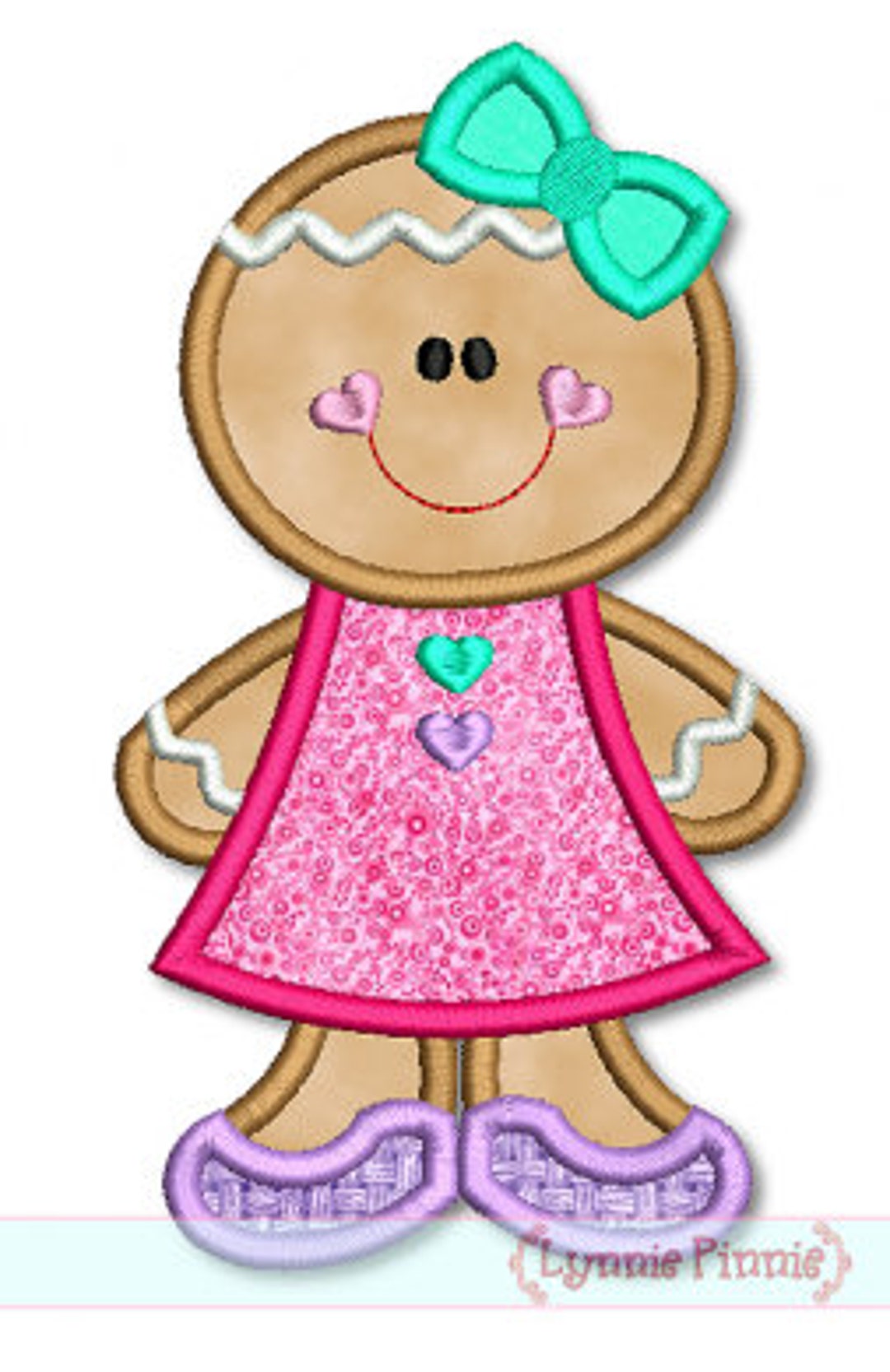GINGERBREAD GIRL Applique 4x4 5x7 6x10 Machine Embroidery Design File ...