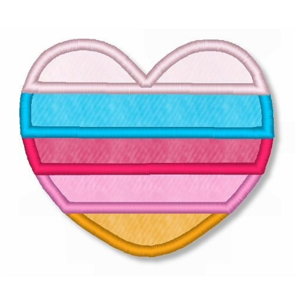 Striped Heart 4x4 5x7 6x10 Machine Embroidery Design INSTANT | Etsy