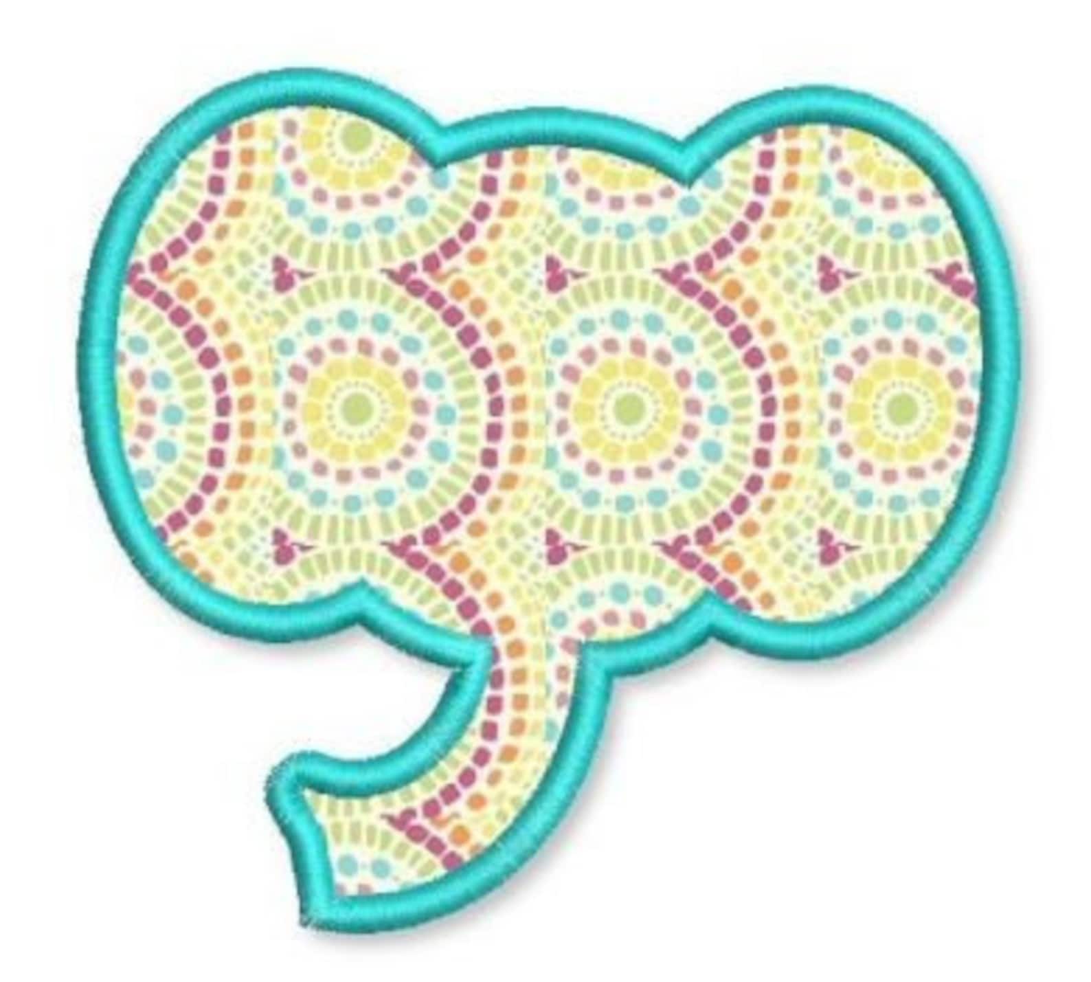 Simple ELEPHANT Head Applique 4x4 5x7 6x10 Machine Embroidery Design ...
