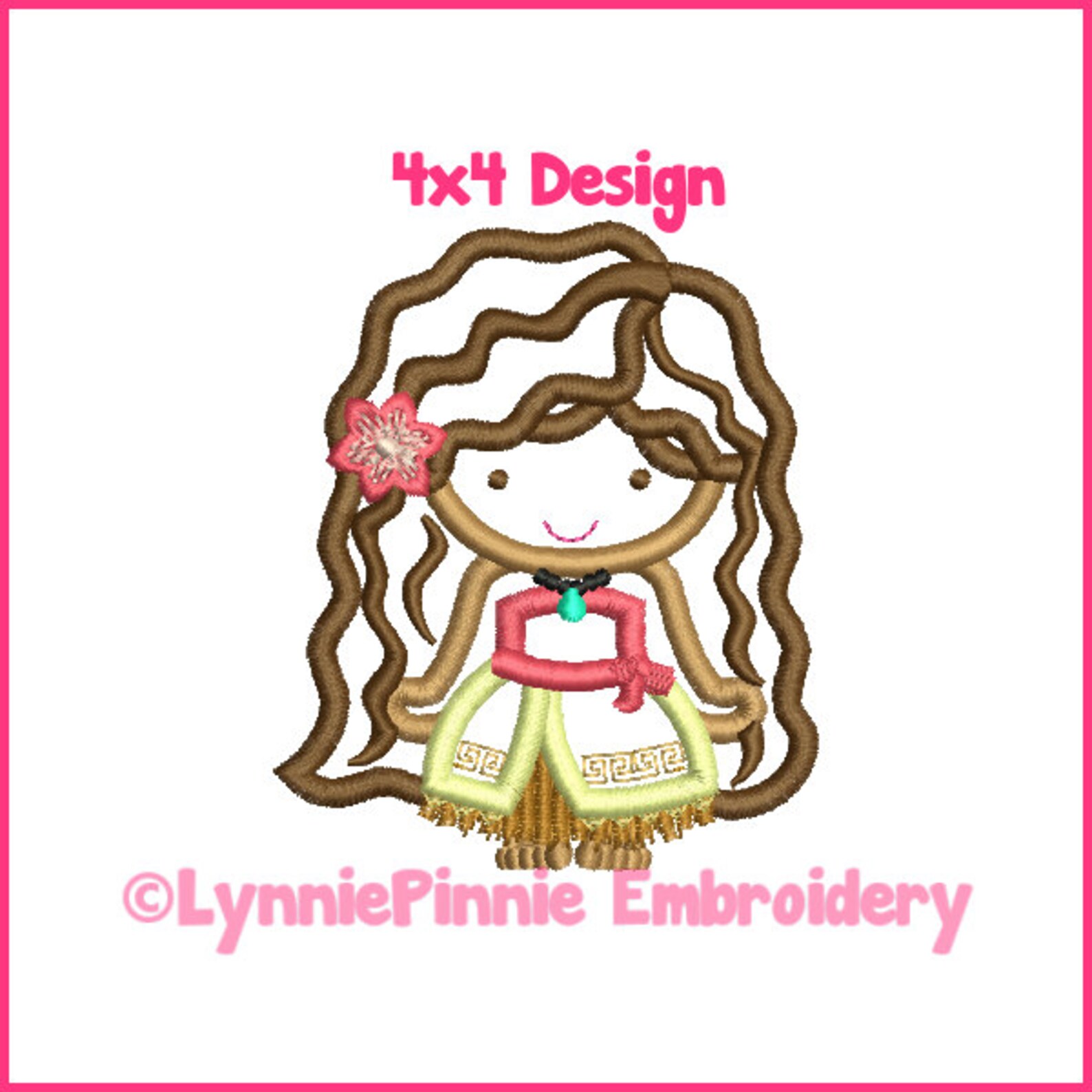 Pretty Polynesian Princess Cutie Applique Design 4x4 5x7 6x10 - Etsy