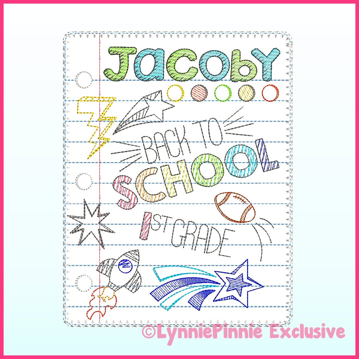 Back to School Notebook Paper Doodles SET Applique & Sketch - Etsy