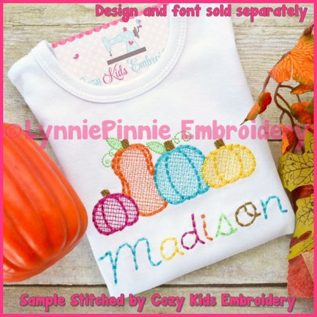 Pumpkin Patch Sketch Fill 4x4 5x7 6x10 Machine Embroidery Design File ...