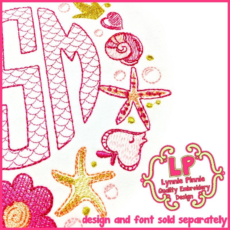 Mermaid Frame for Monogram 4 Sizes 4x4 5x7 6x10 Frame Colorwork Sketch ...