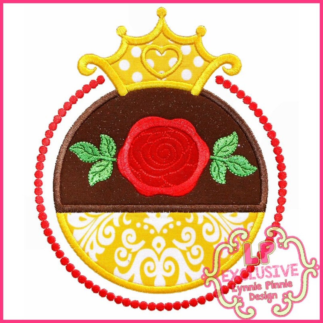 Rose PRINCESS FRAME Applique 4x4 5x7 6x10 7x11 SVG Machine Embroidery ...