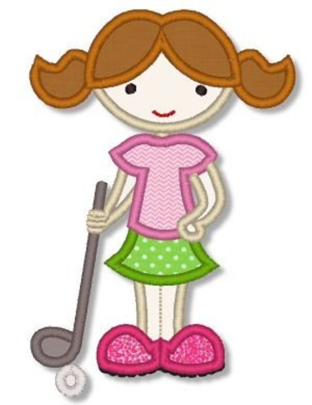 Little GOLFER GIRL Applique 4x4 5x7 6x10 Machine Embroidery Design Golf ...