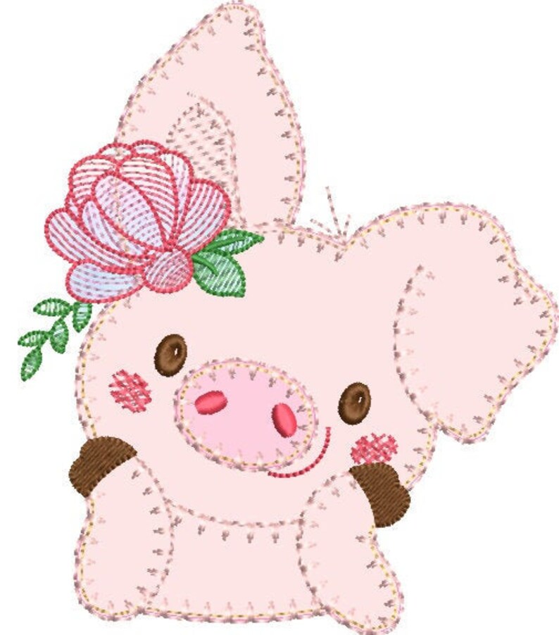 Applique PIGGY bold blanket stitch with mylar flower 5 sizes | Etsy