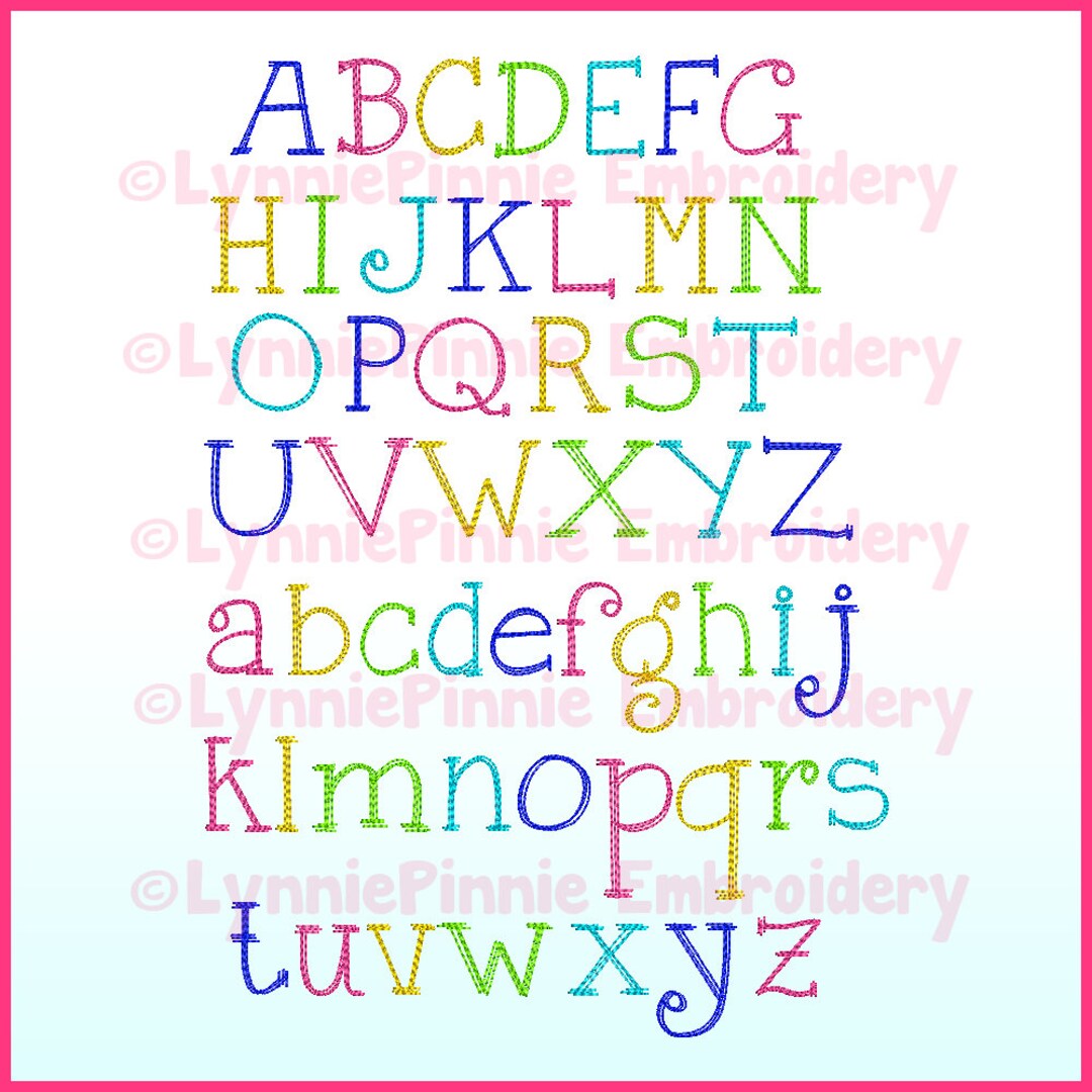 Curly Girl Colored Pencil Sketch Font DIGITAL Embroidery Machine File ...
