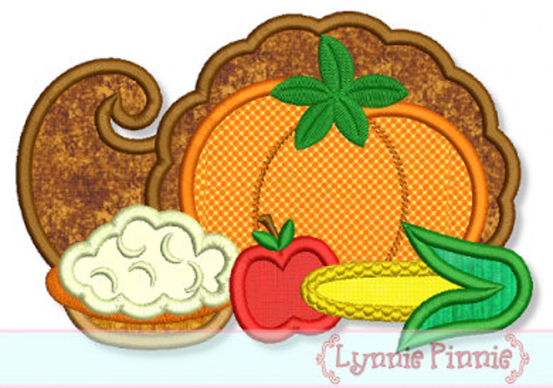 CORNUCOPIA Applique 4x4 5x7 6x10 7x11 Machine Embroidery Design ...