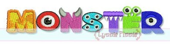 MONSTER Word Art COLLAGE 4x4 5x7 6x10 Machine Embroidery | Etsy