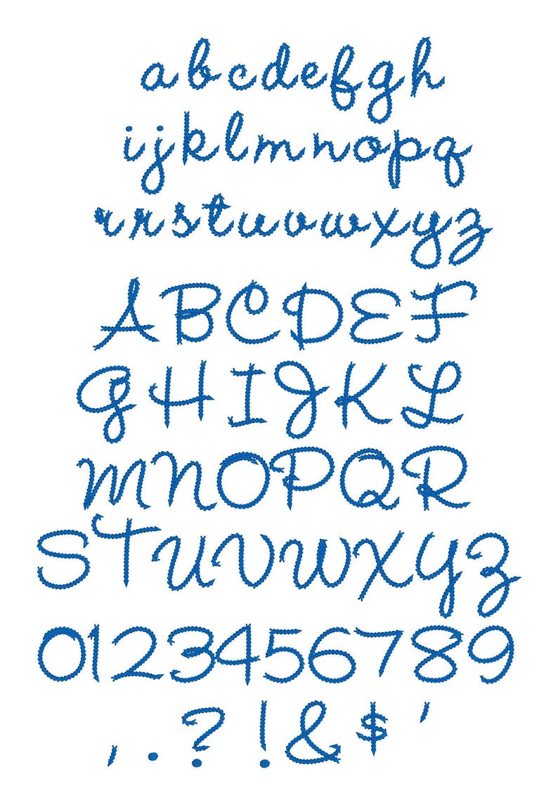 Sweet Script Extra Bold Chain Stitch Font Uppercase & Lowercase Font ...