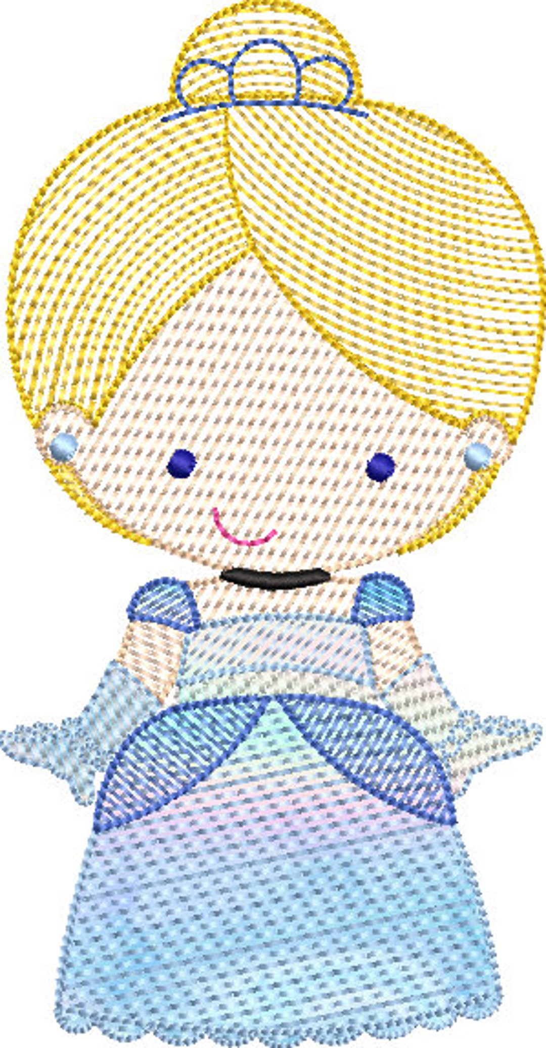 Blue Princess (optional Mylar) 3 Sizes Machine Embroidery Design File ...