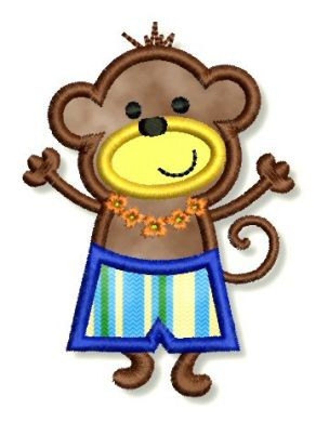 HULA Dancing MONKEY Boy 4x4 5x7 6x10 Machine Embroidery Design File - Etsy