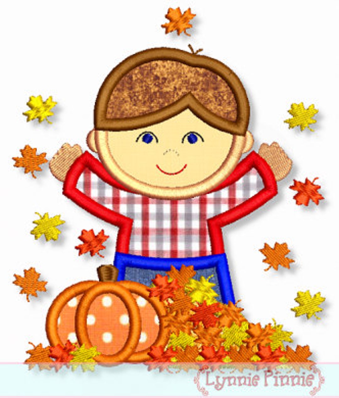 FALL Leaves BOY Applique 4x4 5x7 6x10 7x11 Machine Embroidery Design ...
