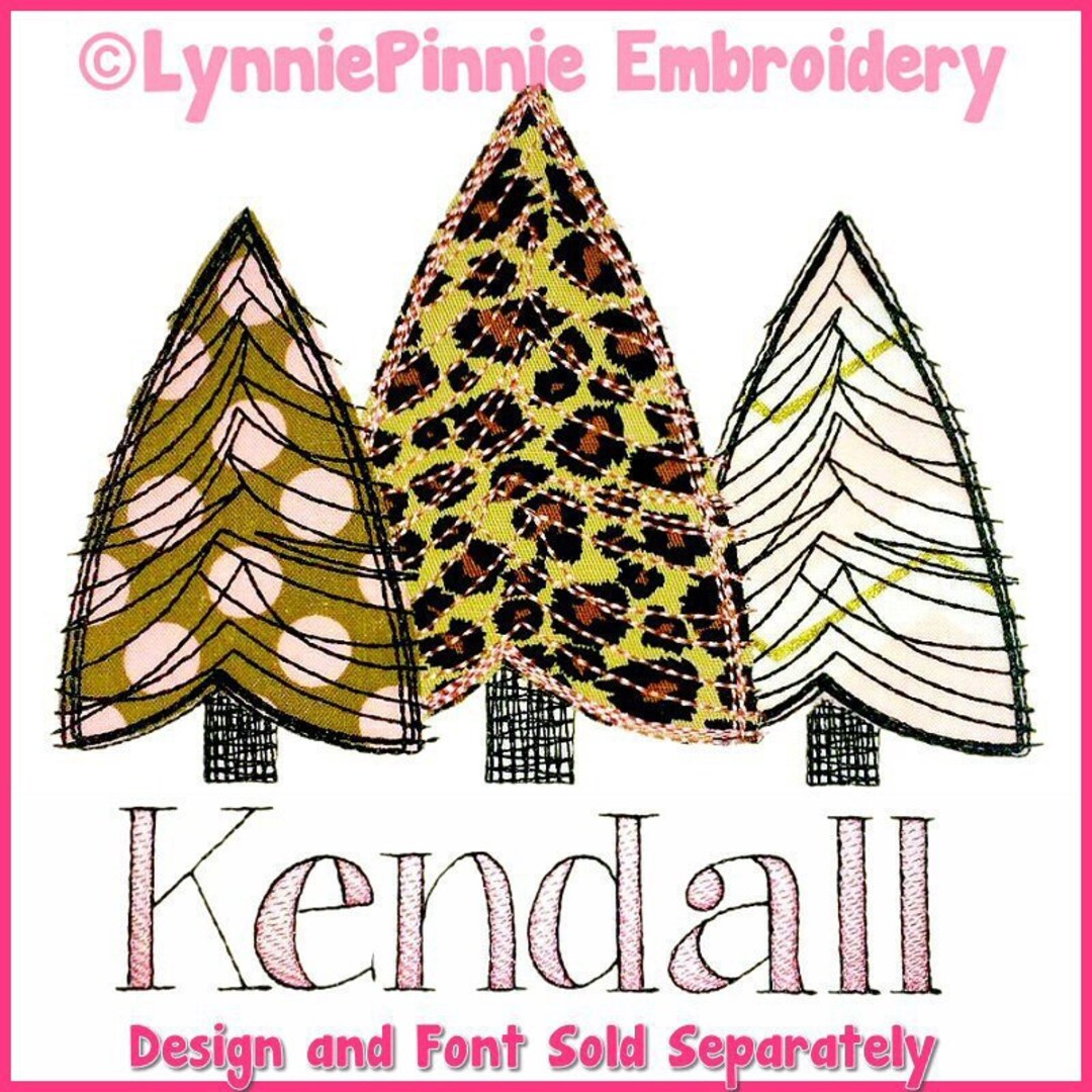 Scribble Applique Tree Trio Machine Embroidery Design File - Etsy