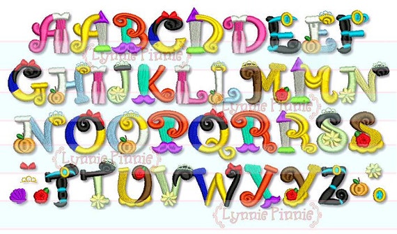 Pretty Princess Alphabet Embroidery Font 3 sizes Machine | Etsy