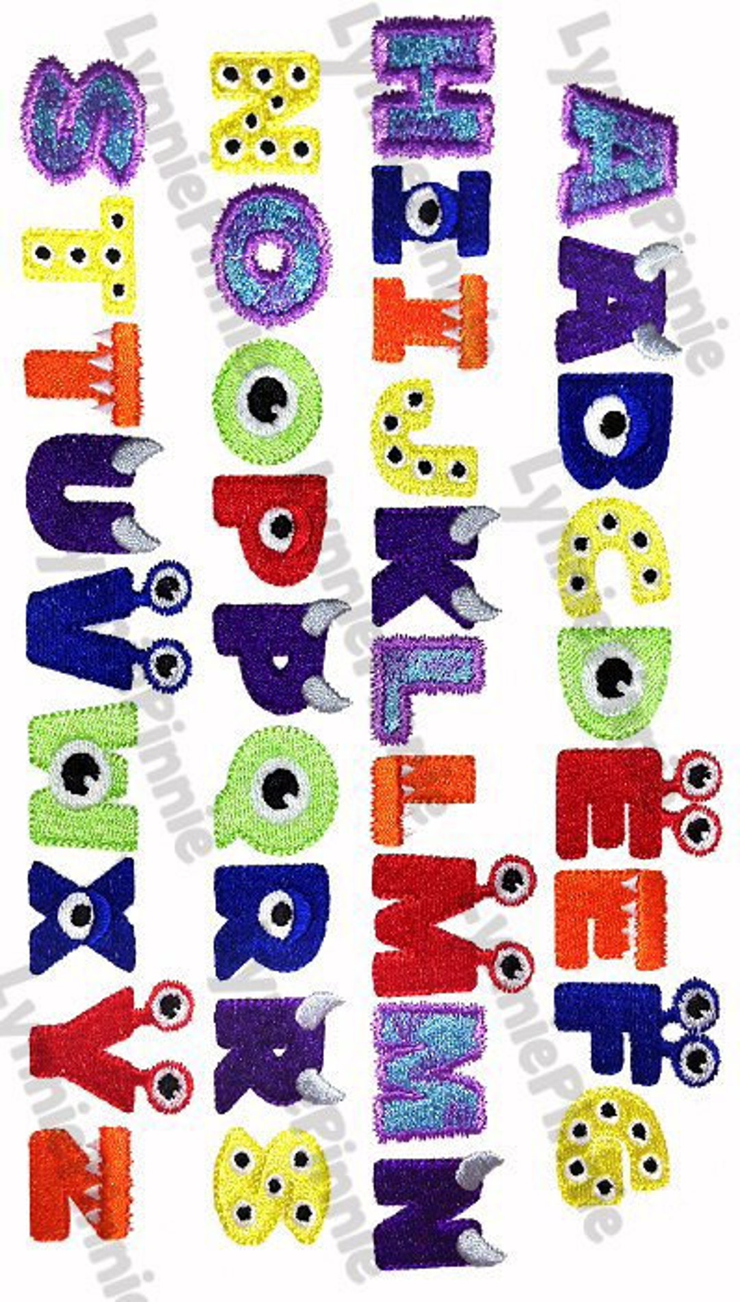 Little MONSTER ALPHABET Embroidery Font 3 Sizes Machine Embroidery ...