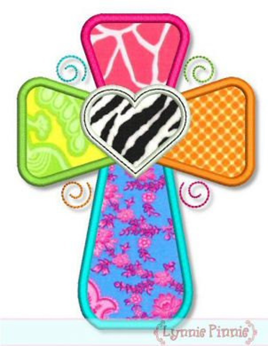 SWIRLY CROSS Applique 4x4 5x7 6x10 Machine Embroidery Design INSTANT ...