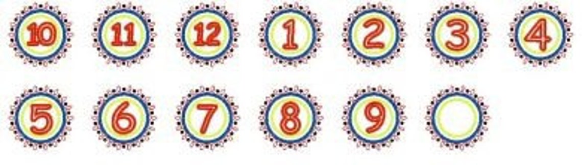 Doodle NUMBERS Applique SET 4x4 5x7 6x10 Machine Embroidery Design ...