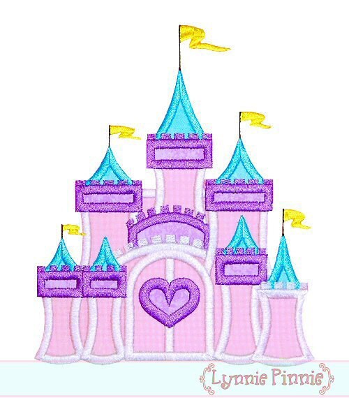FANCY Princess CASTLE Applique 4x4 5x7 6x10 Machine Embroidery Design ...