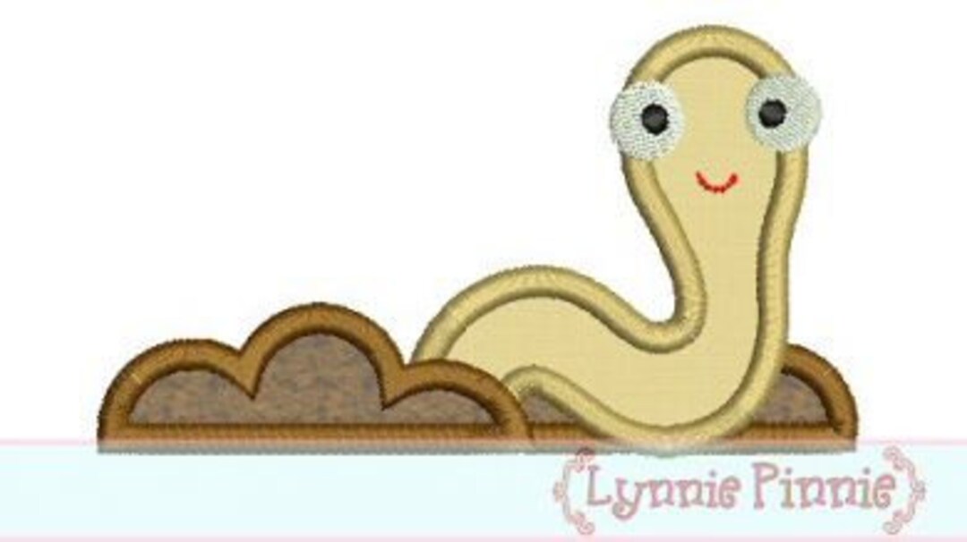 EARTHWORM Applique 4x4 5x7 Machine Embroidery Design Dirt Boy Worm ...