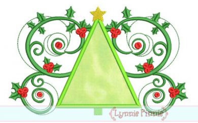 Christmas TREE FLOURISH Applique 4x4 5x7 6x10 Svg Machine Embroidery ...