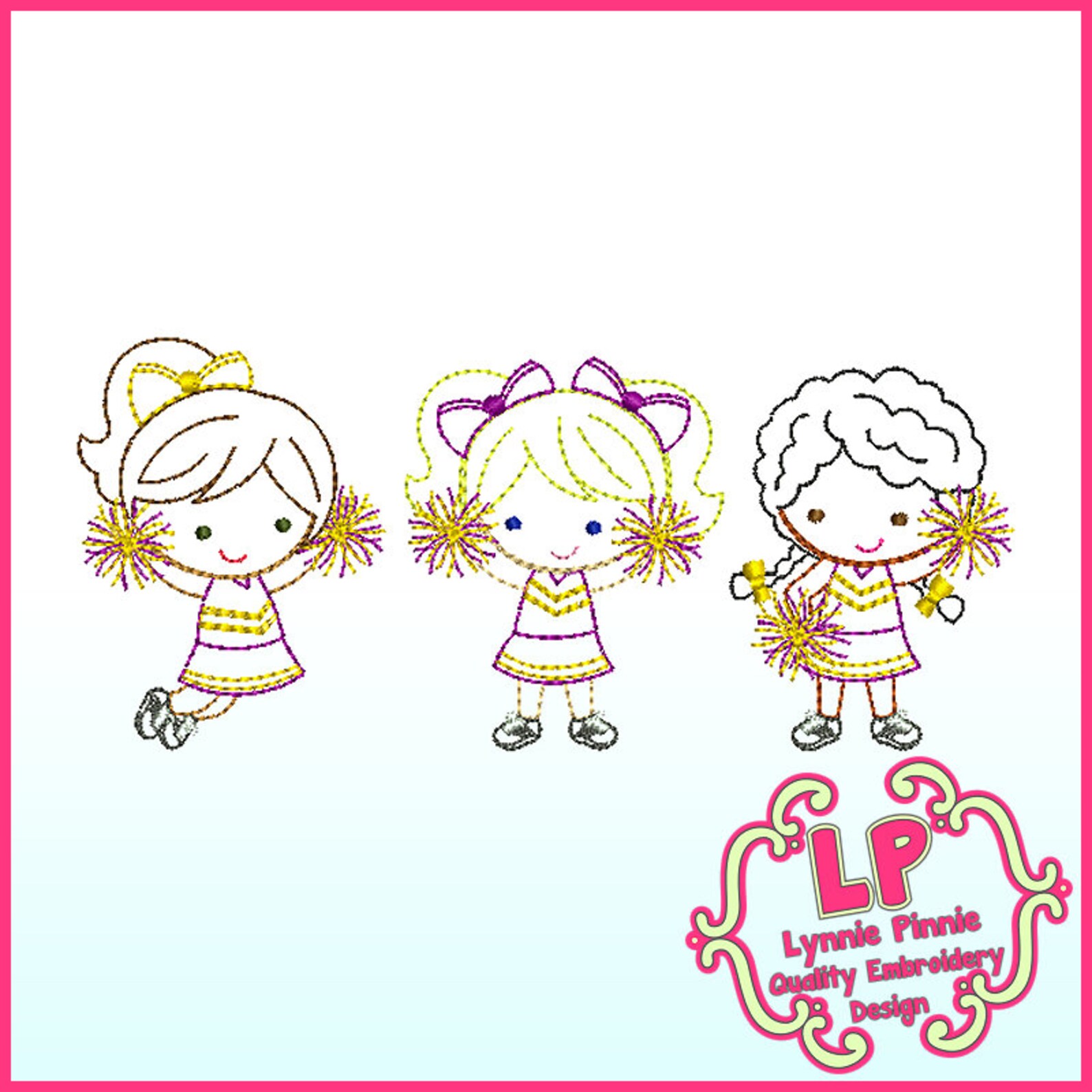 COLORWORK CHEER TRIO Machine Embroidery Design Cheerleaders File - Etsy