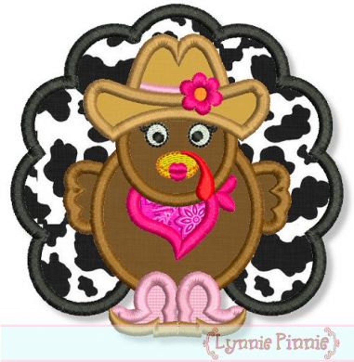 COWGIRL TURKEY Applique 4x4 5x7 6x10 7x11 Machine Embroidery Design Cow ...