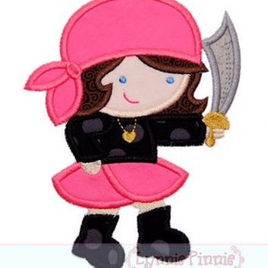 PIRATE GIRL Cutie Applique 4x4 5x7 6x10 Svg Machine Embroidery Design ...