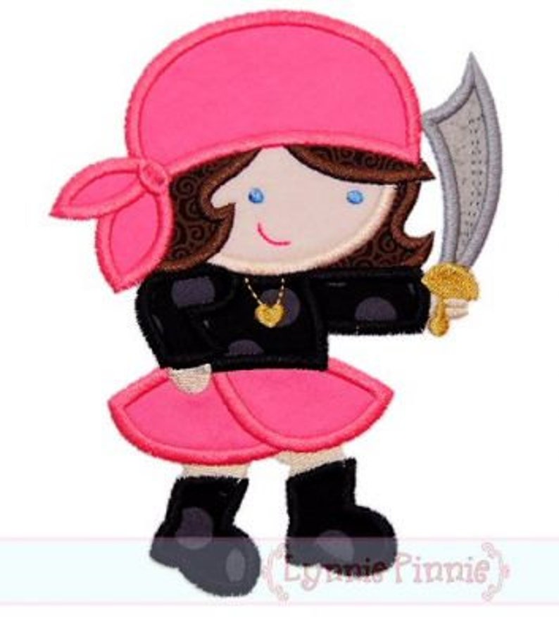 PIRATE GIRL Cutie Applique 4x4 5x7 6x10 Svg Machine Embroidery | Etsy