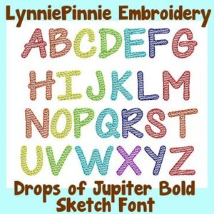 DROPS OF JUPITER Bold Sketch Embroidery Font 4 Sizes Machine Embroidery ...