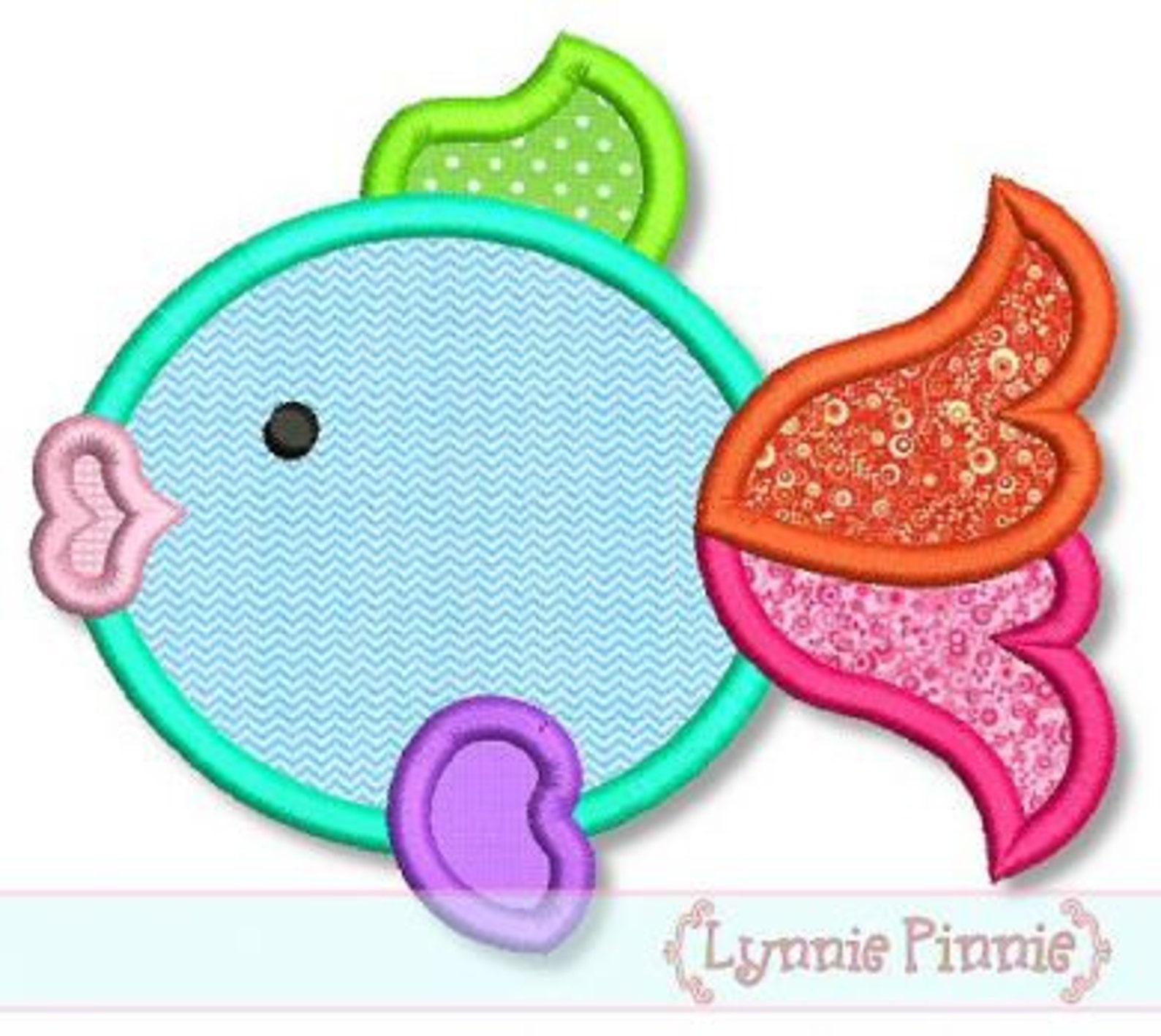 COLORFUL FISH Applique 4x4 5x7 6x10 Machine Embroidery Design Ocean ...