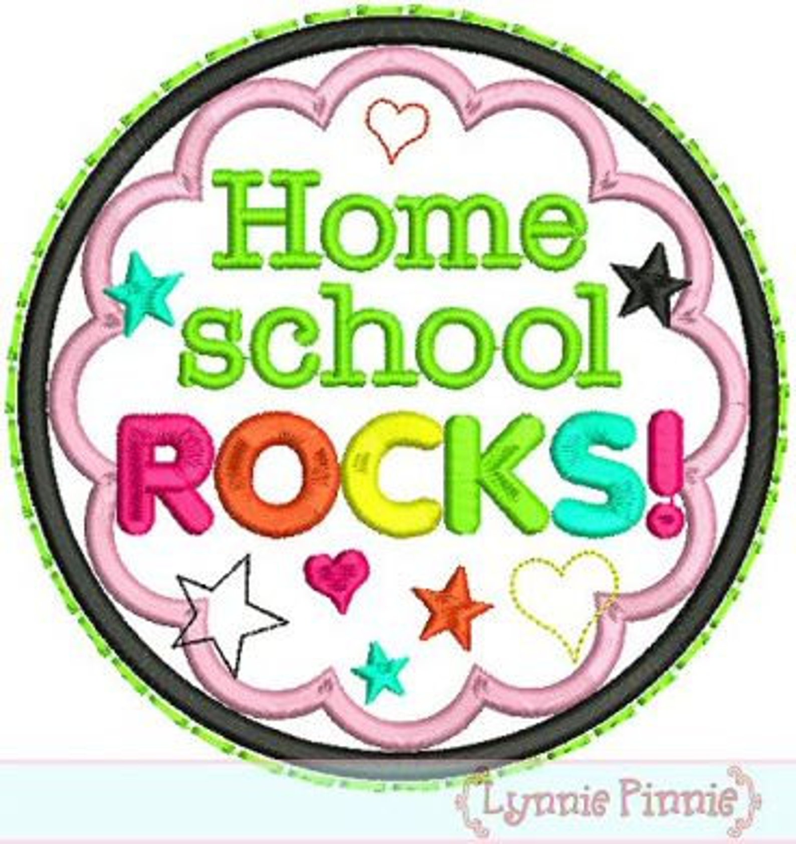 HOME SCHOOL Rocks Applique Circle Scallop 4x4 5x7 6x10 Machine ...
