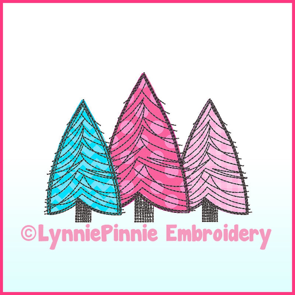 Scribble Applique Tree Trio Machine Embroidery Design File - Etsy
