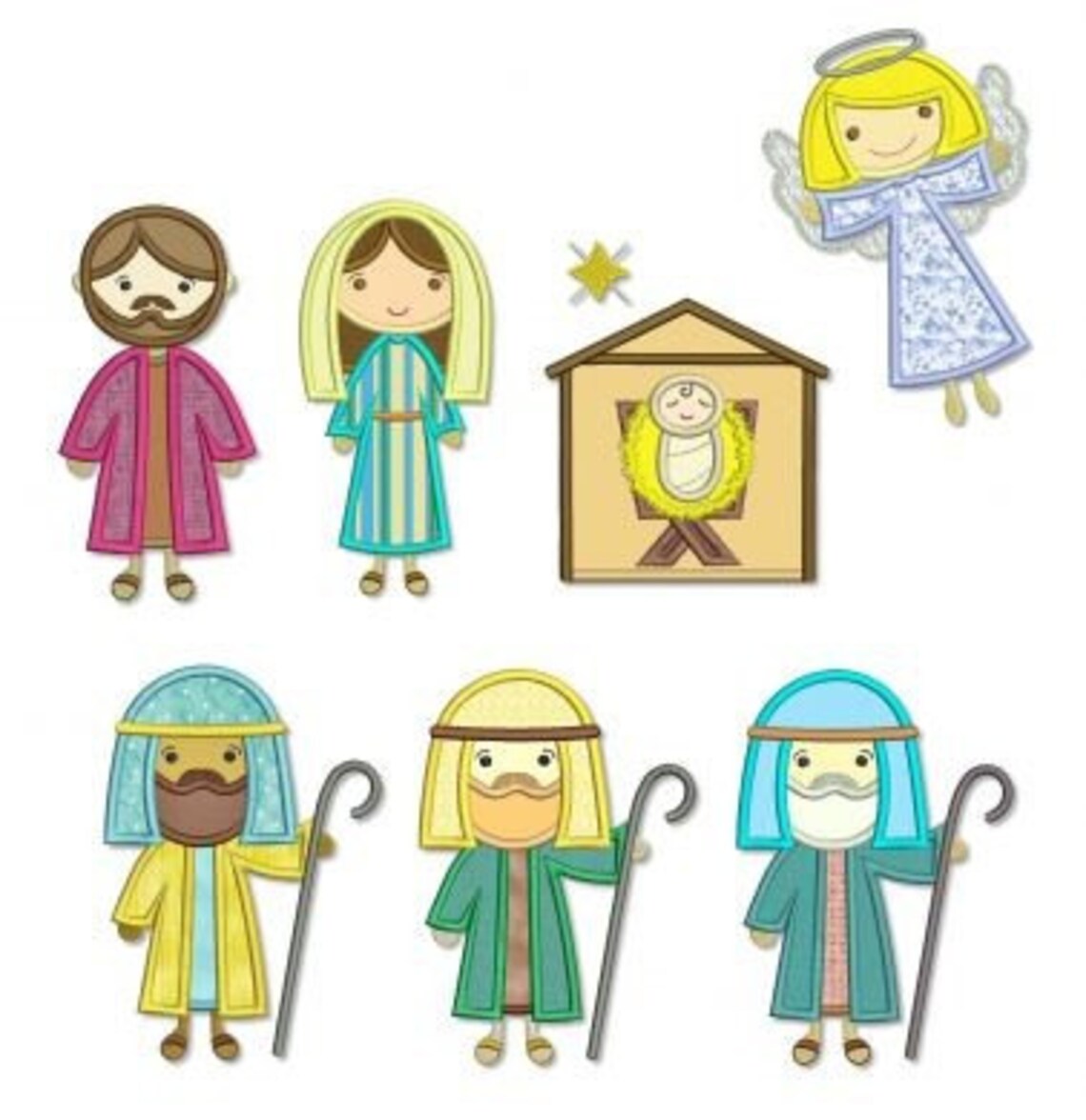 NATIVITY SET Applique 4x4 5x7 6x10 Machine Embroidery Design - Etsy