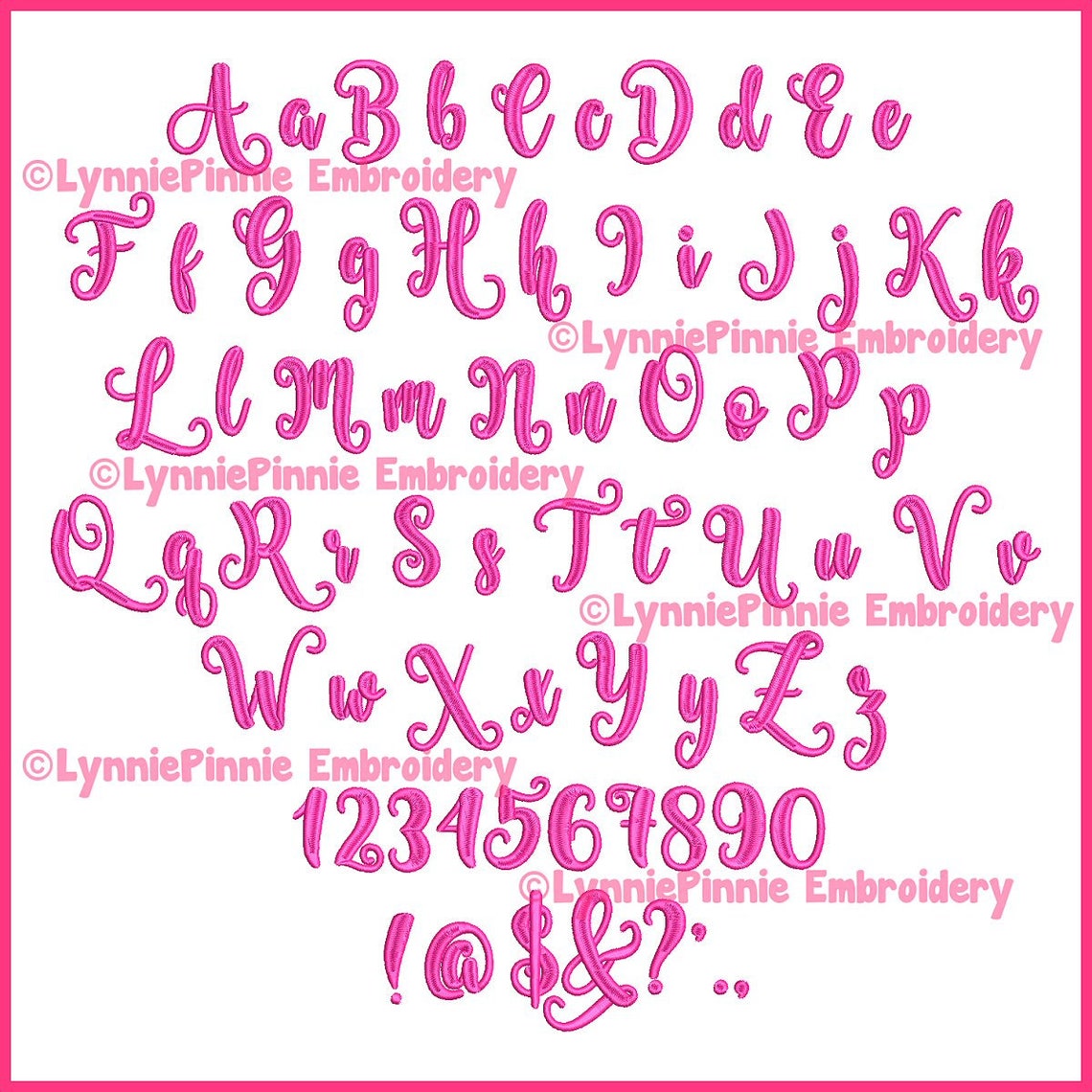 Arielle Script Bold Satin Stitch Font Uppercase and Lowercase | Etsy