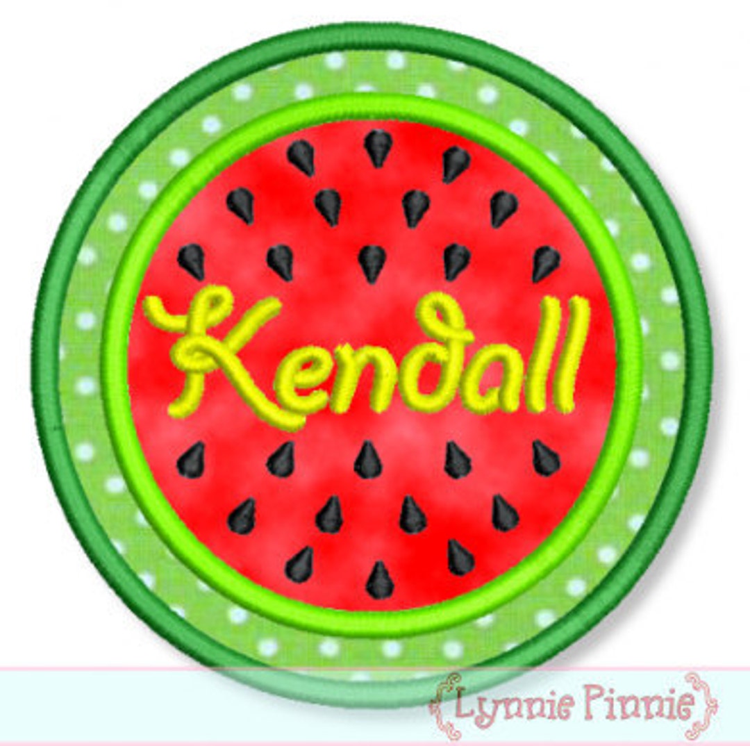 WATERMELON Circle Name FRAME Applique 4x4 5x7 6x10 7x11 Machine ...
