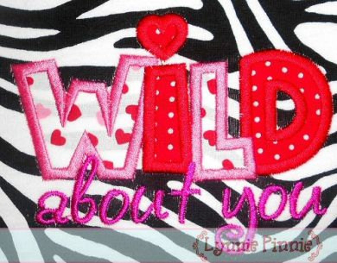 WILD ABOUT YOU Applique 4x4 5x7 6x10 Machine Embroidery Design Zebra ...