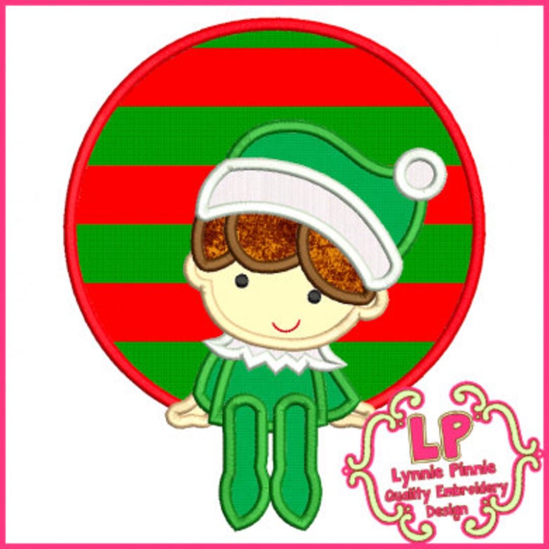 Boy Elf Circle Frame Applique 4x4 5x7 6x10 SVG Machine Embroidery ...
